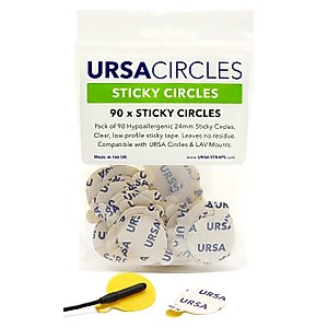 URSA Sticky Circles - Pack of 90 Hypoallergenic Sticky Circles for Lavalier Lapel Mics - 24mm Diameter - Compatible with Tascam Rode Sennheiser Zoom Lav Mics - Mic Clip - Lavalier Stickies
