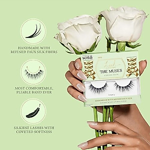 KISS Lash Couture The Muses Collection False Eyelashes, Noblesse', 12 mm, Handmade, Refined Faux Silk, Contact Lens Friendly, Easy to Apply, Includes 1 Pair Reusable Strip Lashes