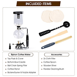 LOEFF&LEE 5 Espresso Cups - Siphon Coffee Maker with MicroBurner (Tabletop Syphon Coffee Brewer - 600ml)