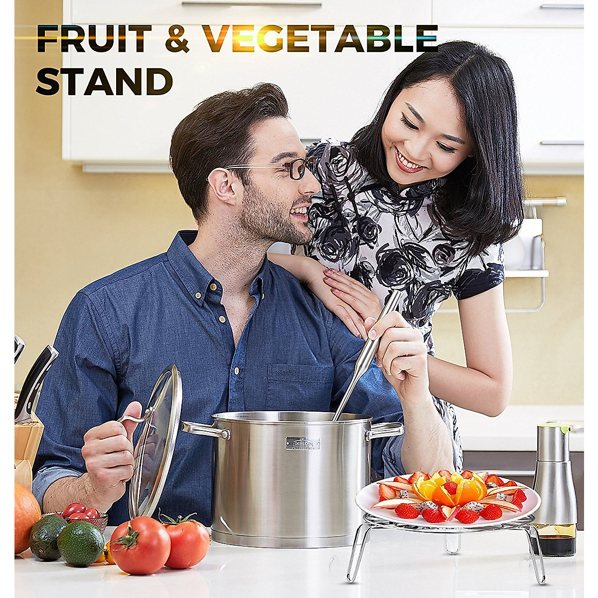 Konrisa Stainless Steel Steam Rack for Instant Pot Cooking Trivet Rack Holder Egg Steamer Basket Trivet Food Stand Air Fryer Rack for Pressure Cooker, Set of 3