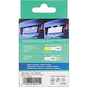 Philips 12961 Ultinon LED White Exterior Signaling Bulb, Pack of 2