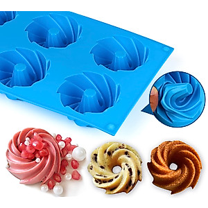 3PCS Mini Bundt Cake Pan, 6Cavity Heritage Bundtlette Cake Silicone Mold for Baking,Non Stick Fancy Molds for Fluted Tube Cake (Bundt)