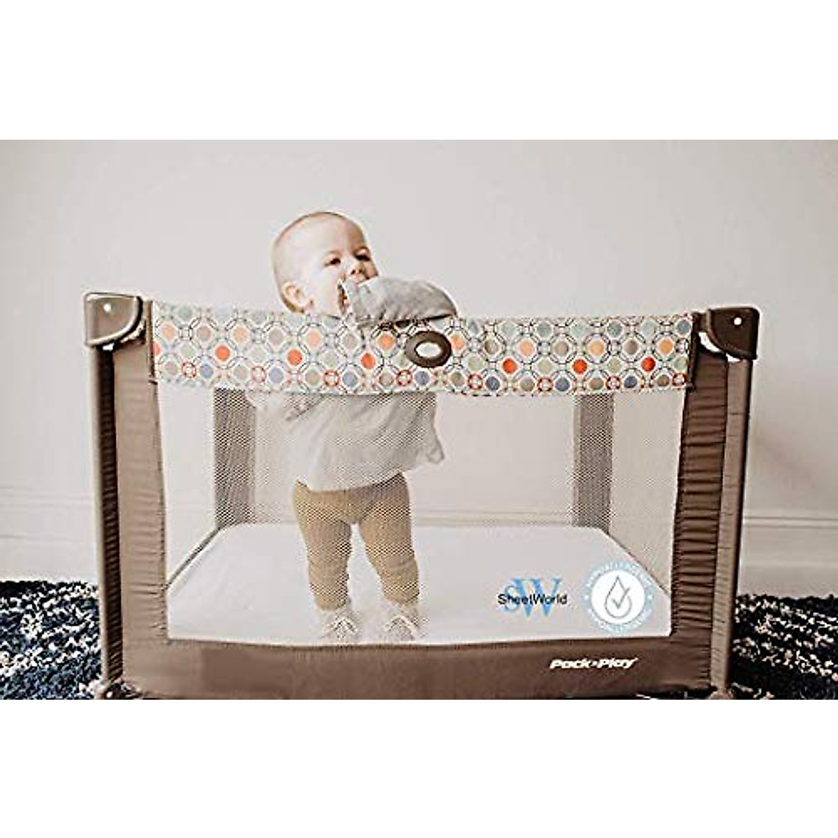 SheetWorld Fitted 100% Cotton Flannel Pack N Play Sheet Fits Graco 27 x 39, Flannel - White, Made in USA