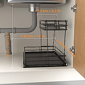 AOSITE Under Sink Organizers Bathroom Organizer and Storage 2 Tier Under Sink Storage Pull Out Cabinet Organizer Under Kitchen Sink Organizer Sliding Under Sink Shelf Cabinet Pull Out Shelves