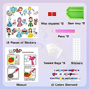 Cymbana Diamond Painting Kits for Kids 18 Pcs Princess and Their Buddy Gen Art Sticker for Kids Ages 6-8 8-12 Contains Unicorn, Mermaid