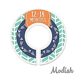 Modish Labels Baby Clothes Size Dividers, Baby Closet Organizers, Closet Size Dividers, Baby Closet Organizers, Clothes Organizer, Boy, Woodland, Arrows, Nordic, Boho, Navy Blue, Mint, Orange (Baby)