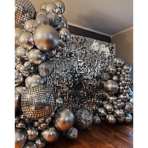 HYHJBLN 26Pcs Disco Ball Balloons Different Sizes- 4D Large Disco Balloons 22 18 15 10 Inch Metallic Silver Disco Mylar Foil Balloons Round Balloons for 70s 80s 90s Disco Themed Party Decor Supplies