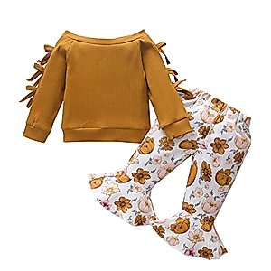 Little Girls Clothes Size 7-8 Toddler Boys Girls Long Sleeve Prints Pullover Tops Flowers Blanket (Brown, 12-18 Years)