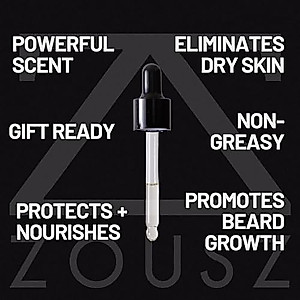 ZOUSZ Black Oud Beard Oil for Men, Beard Moisturizer & Conditioner, Non-Greasy Men's Beard Care Essential, Growth Enhancer Natural Beard Oil, 1 Fl Oz Dropper Bottle