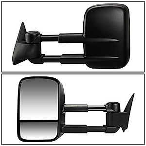 DNA Motoring TWM-001-T222-BK Pair of Manual Adjustment Towing Side Mirrors Compatible With 99-07 Silverado Sierra / 00-06 Suburban Tahoe Yukon,Black