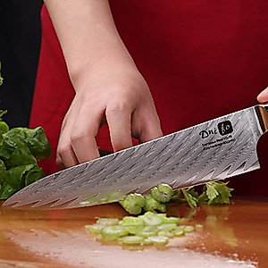 Dnifo Chef Knife, Damascus VG-10 Steel 8 inch Professional Sharp Kitchen Knife, Japanese Chef Knives Full Tang Half Bolster Cooking Damascus Knife, Anti-rusting Forged Damascus Chef's Knife