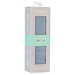 Ely's & Co. Cotton Muslin Swaddle Blanket 1-Pack for Baby Boy— 100% Cotton Muslin Extra-Large Swaddle Blankets (47” x 47”) Ocean Blue