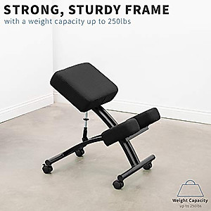 VIVO Kneeling Chair with Wheels, Adjustable Ergonomic Stool for Home and Office, Mobile Angled Posture Seat, Steel Frame & Black Cushions, CHAIR-K05B