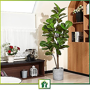 CROSOFMI Artificial Fiddle Leaf Fig Tree 65 Inch Fake Ficus Lyrata Plant with 68 Leaves Faux Plants in Pot for Indoor Outdoor House Home Office Garden Modern Decoration Perfect Housewarming Gift