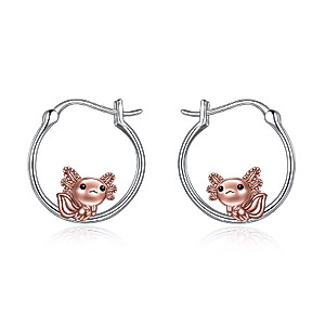 TIGER RIDER Axolotl Hoop Earrings for Women 925 Sterling Silver Axolotl Jewelry