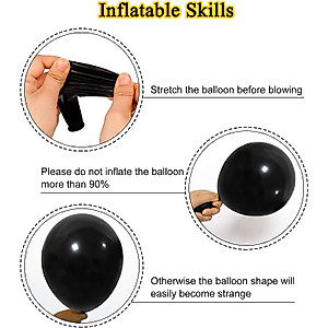 HTCAIZI 100pcs Black and Gold Balloons Garland Kit, 5 10 12 Inch Black Gold and White Balloons for Baby Shower, Wedding, Party，Graduation,Birthday for Men/Women Decorations