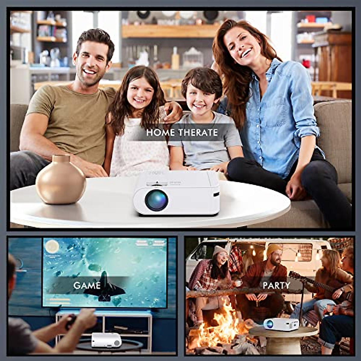 Mini Projector, CINOP Video Projector Native 1080P Projector 4K HD Movie Portable Projector 9500L Home TV Projector LED Outdoor Projector Compatible with iPhone TV Stick Laptop HDMI USB VGA AV