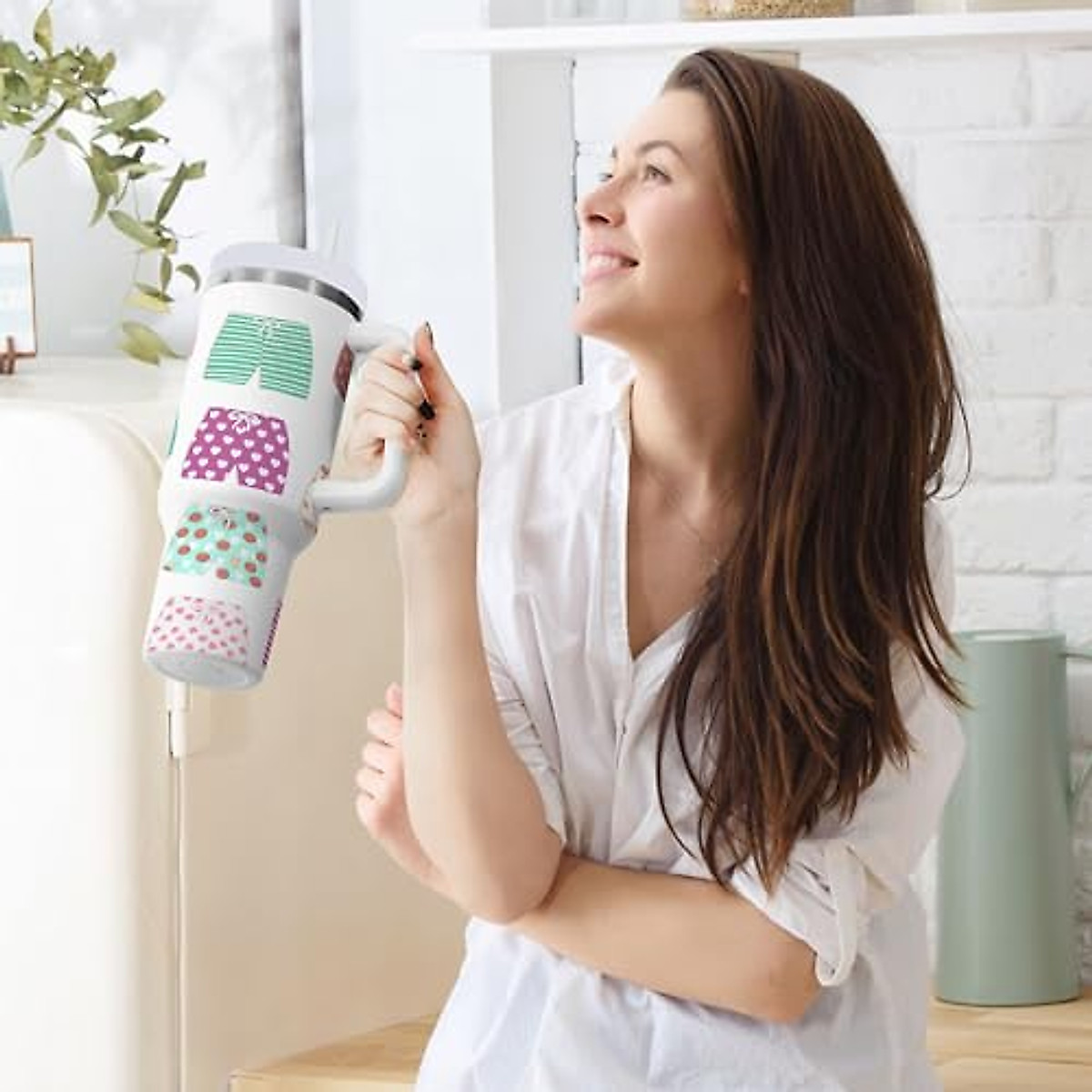 Burbuja Beach Shorts Pattern 40oz Insulated Tumblers with Handle and Straw Lid, Double Wall Stainless Steel Travel Mug Leak-Proof, BPA Free, Gift for Mom Dad