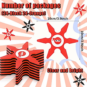 Deekin 8 Pcs Ninja Foam Star Toys Throwing Stars Foam Throwing Toys for Boys Halloween Cosplay Ninja Party Favors Birthday Party Supplies Decorations, 4 Inch, Black and Orange