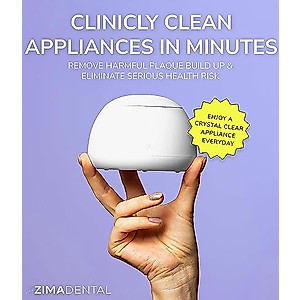 Zima Dental Arctic White Dental Pod | Cleaner for Dentures, Aligner, Retainer, Mouth Guard | Ultrasonic Cleaning Machine for All Dental Appliances