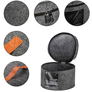 SOUJOY 2 Pack Hat Box with Lid, 16.5 x 10 Foldable Felt Hat Storage Box, Travel Case Clothes Storage Bin, Round Hat Organizer for Men Women Stuffed Animal Toy Clothes
