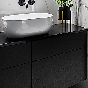 VEELIKE Black Brushed Stainless Steel Contact Paper for Kitchen Appliances 15.7''x118'' Black Peel and Stick Wallpaper Waterproof Self Adhesive Contact Paper for Countertops Cabinets Fridge Dishwasher