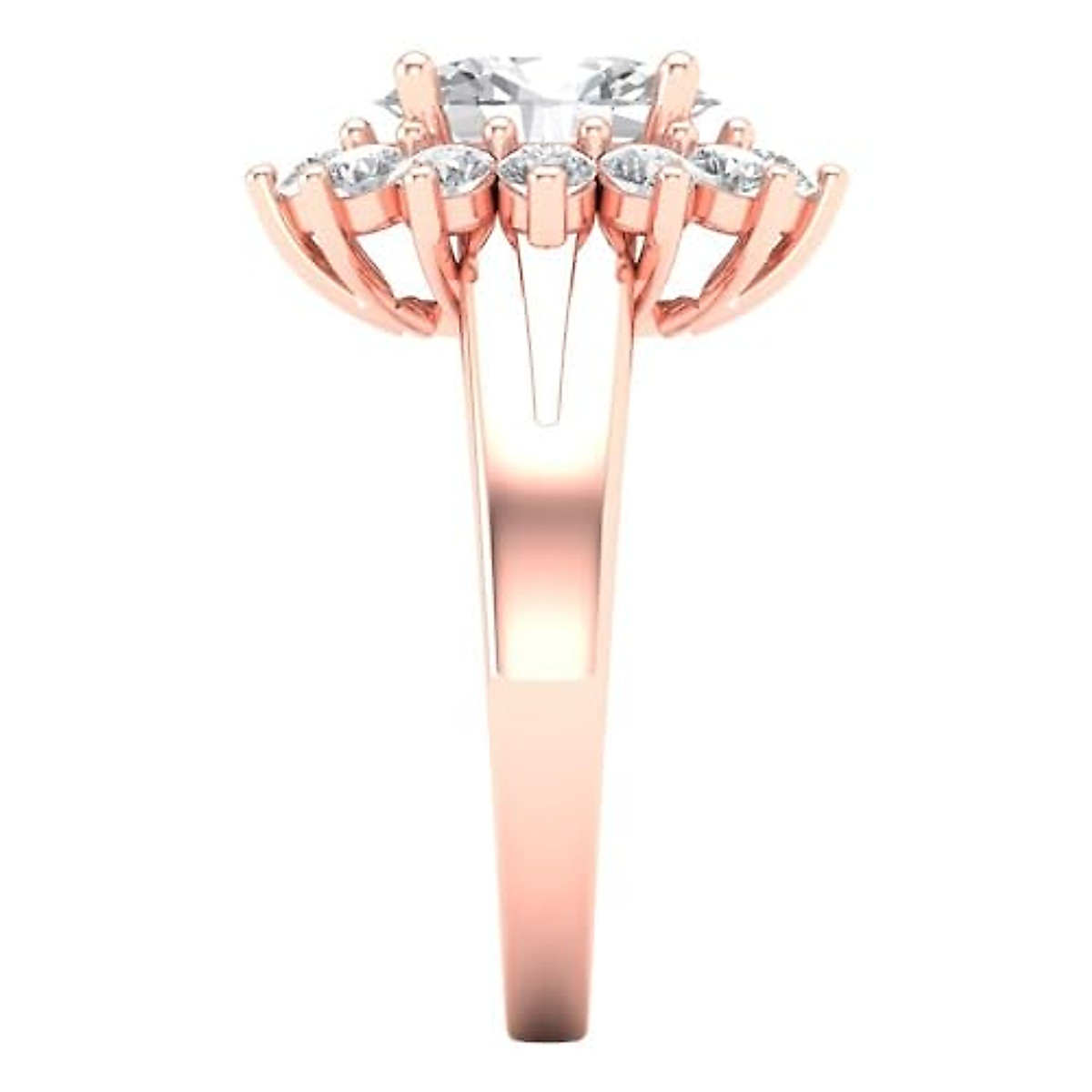 Clara Pucci 2.36 ct Oval Cut Solitaire W/Accent Halo Genuine Moissanite Wedding Promise Anniversary Bridal Ring 18K Rose Gold Size 6.5