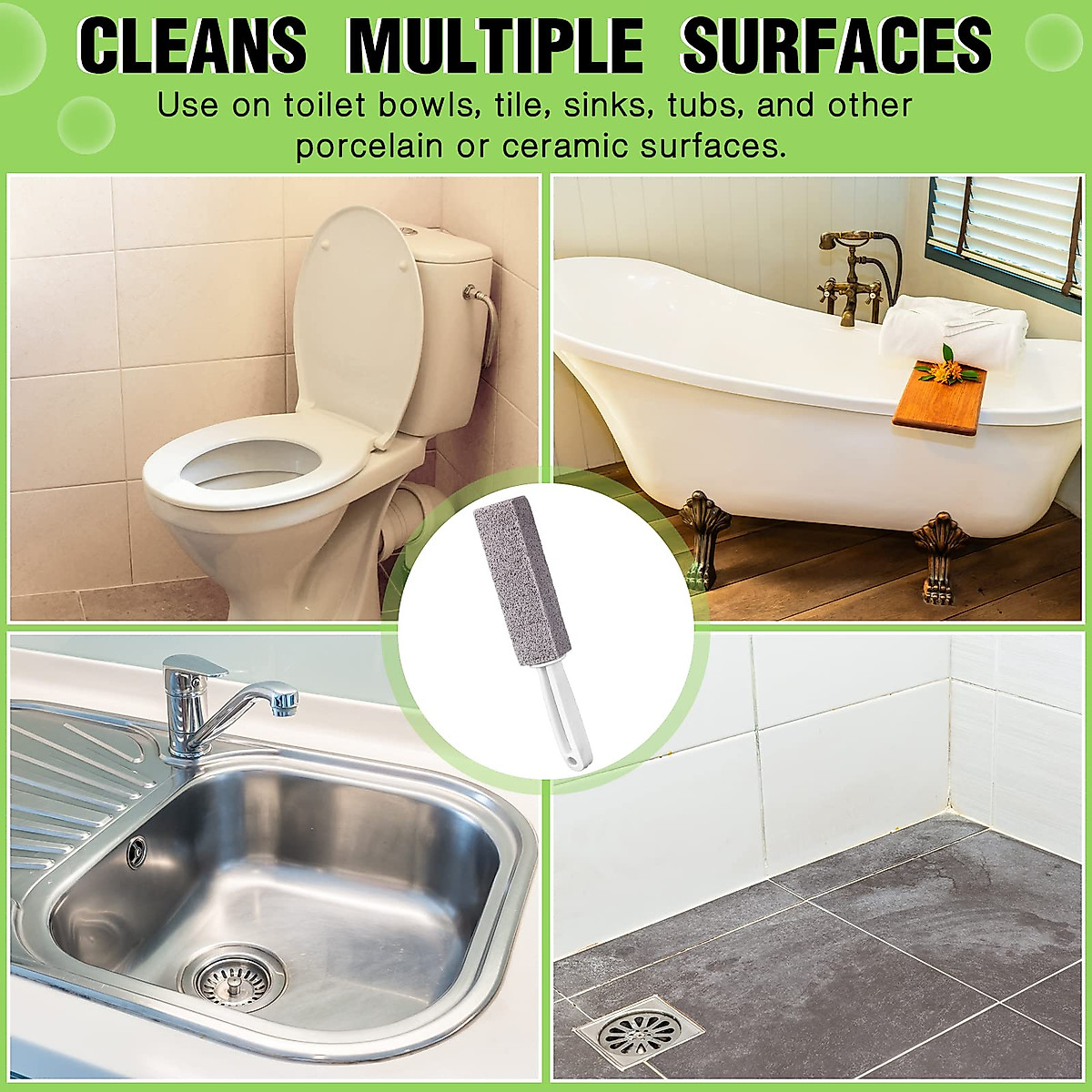 30 Pieces Pumice Toilet Bowl Brush Pumice Stone with Long Handle Toilet Stone Brush Block for Bath Grout Pool Kitchen Tubs Showers