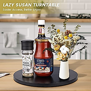 Lazy Susan for Kitchen Organizer - 9-Inch Bamboo Lazy Susan Turntable for Cabinet Pantry Table or Countertop Organization and Storage, Black