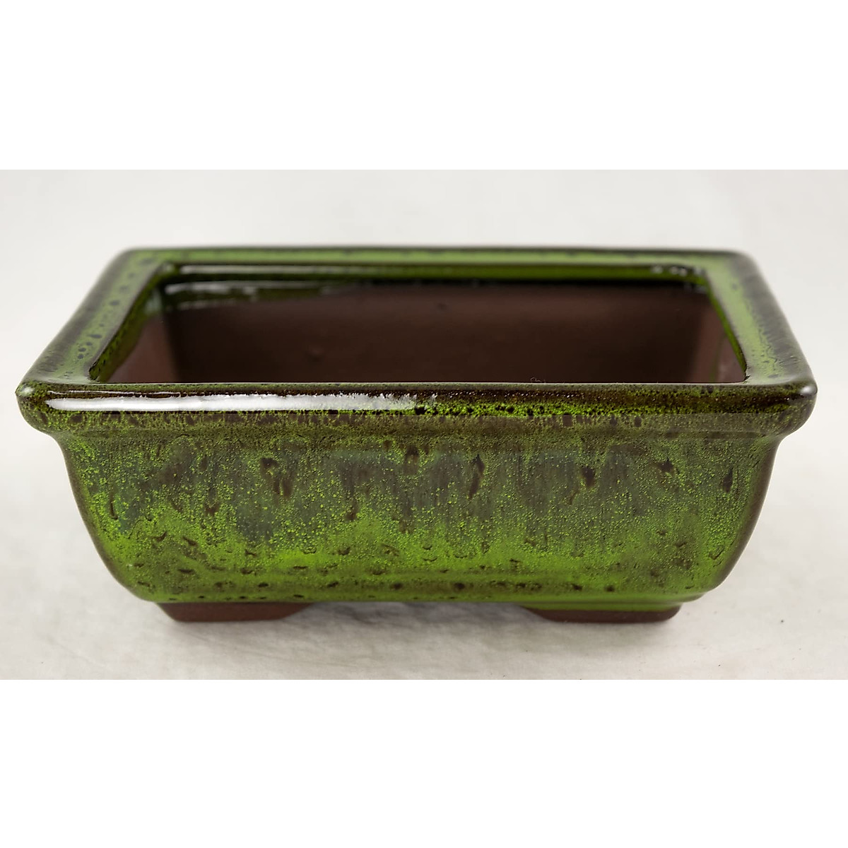 Calibonsai 6inch Rectangular Moss Green Shohin Bonsai/Succulent Pot + Tray + Rock + Mesh Combo, Blue,green