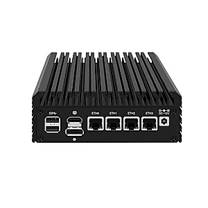 HUNSN Micro Firewall Appliance, Mini PC, VPN, Router PC, Intel 12th Gen Core I3 N305, RJ34, GPIO, TF Slot, HDMI, DP, 4 x 2.5GbE I226-V, Barebone, NO RAM, NO Storage, NO System