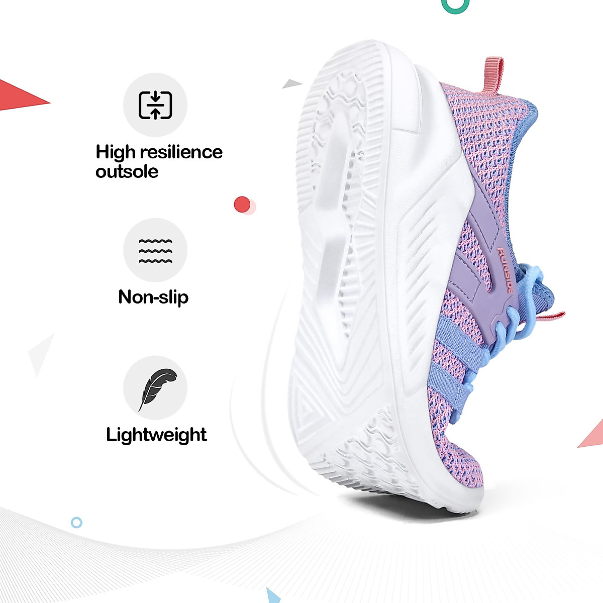 RUNSIDE Boys Girls Tennis Shoes Kids Lightweight Breathable Sneakers Lace-up Running Athletic Shoes for Toddler/Little Kid/Big Kid Purple