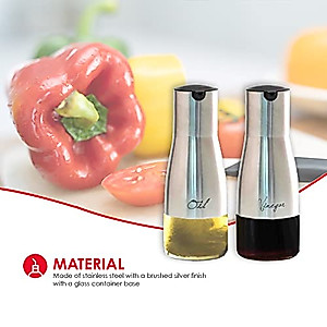Home Basics 8.5 oz See-Through Glass Base, Silver Oil and Vinegar Jar Set