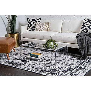 Unique Loom Sofia Collection Area Rug - Salle Garnier (6' 1" x 9' Rectangle, Black/ Ivory)