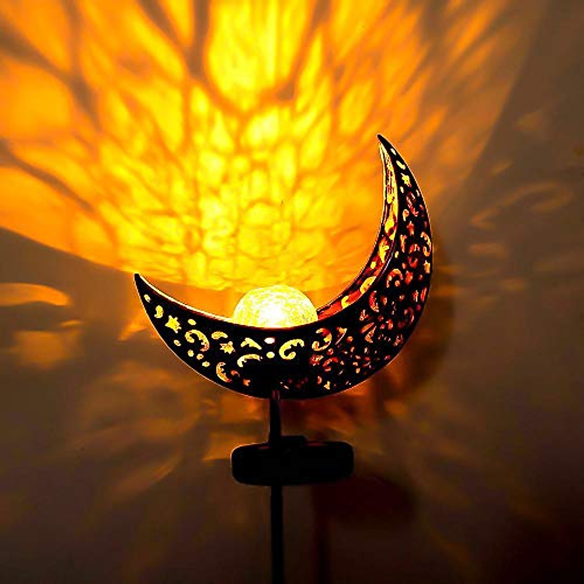 EOYIZW Garden Decor, 32" (2 Pack) Garden Solar Lights Outdoor Decor, Crystal Glass Globe Metal Moon Stake Light, Yard Art Decorations Ornaments Light Warm White LED for Lawn, Patio, Pathway