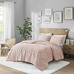 Madison Park Ultra Soft Luxury Premium Plush Comforter Mini Modern All Season Down Alternative Bedding Set with Matching Sham, Full/Queen, Blush