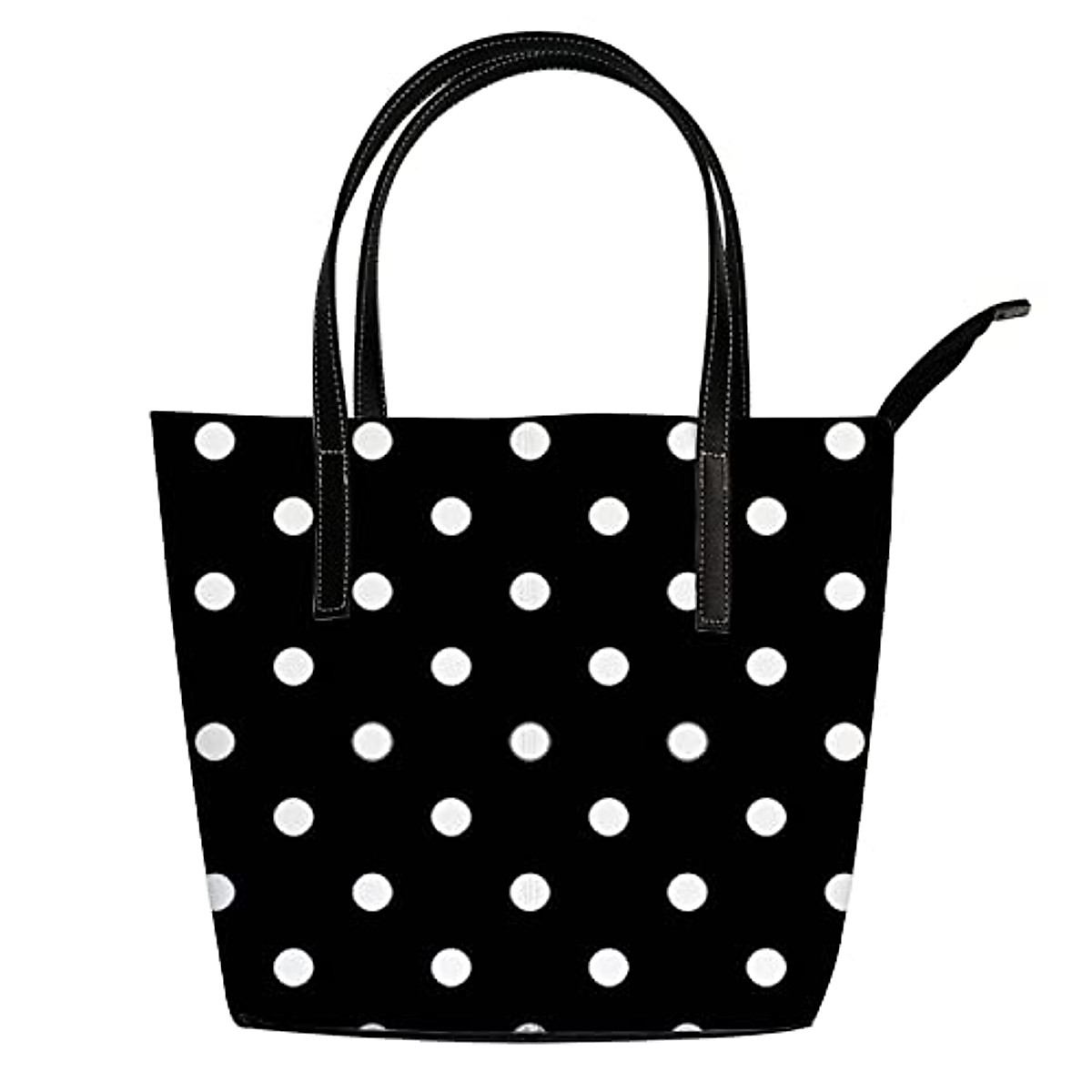 Retro Black and white Polka Dot Tote Bag for Women Leather Handbags Women's Crossbody Handbags Work Tote Bags for Women Coach Handbags Tote Bag with Zipper.