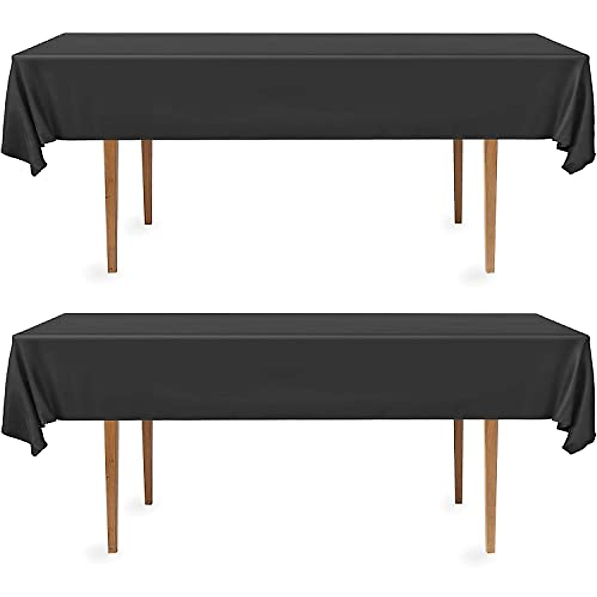 DecorRack 2 Rectangular Tablecloths -BPA- Free Plastic, 54 x 108 inch, Dining Table Cover Cloth Rectangle for Parties, Picnic, Camping and Outdoor, Disposable or Reusable in Black (2 Pack)