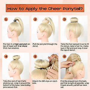 SEIKEA Ponytail Extension Cheer Ponytail Hair Piece, 16" Cheerleader Straight Blonde Ponytail Hairpiece for Cheerleader Competition, Dance