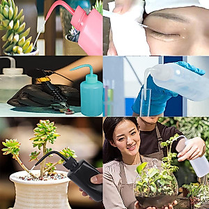 250ml Plastic Safety Wash Bottle, 4 Colors Lab Squeeze Bottle with Narrow Mouth and Scale Labels, Squirt Bottle For Plant Flower Succulent Watering - 4 Packs