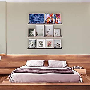 AZSKY 36 Inch Wall Mounted Floating Shelves for Home Decoration,Picture Display Wall Ledge Shelf for Bedrooms,Office,Living Room, Kitchen, Deep Walnut Wood Wall Shelf,3 Same Sizes