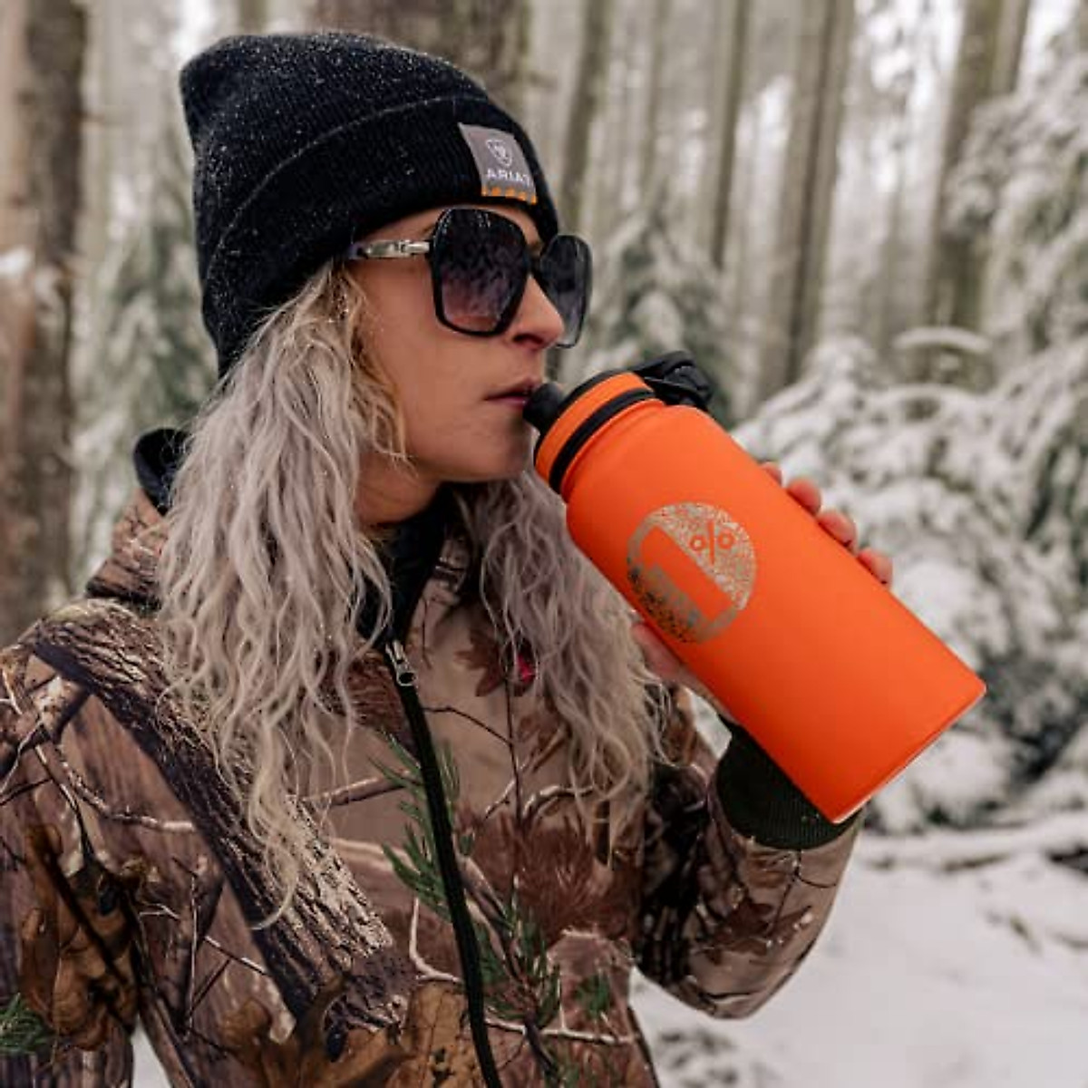 Tempercraft 32 oz Vacuum Insulated Sport Bottle | Custom Laser Engraved Options | Stainless Steel, Double-Walled, Wide Mouth (River - Blank)