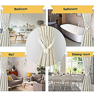 VENLOIS Strong Magnetic Curtain Tiebacks White 2pcs Heavy Duty Curtain Rope Tieback Curtain Holdbacks Holders for Home Bedroom Office Decorative Curtain
