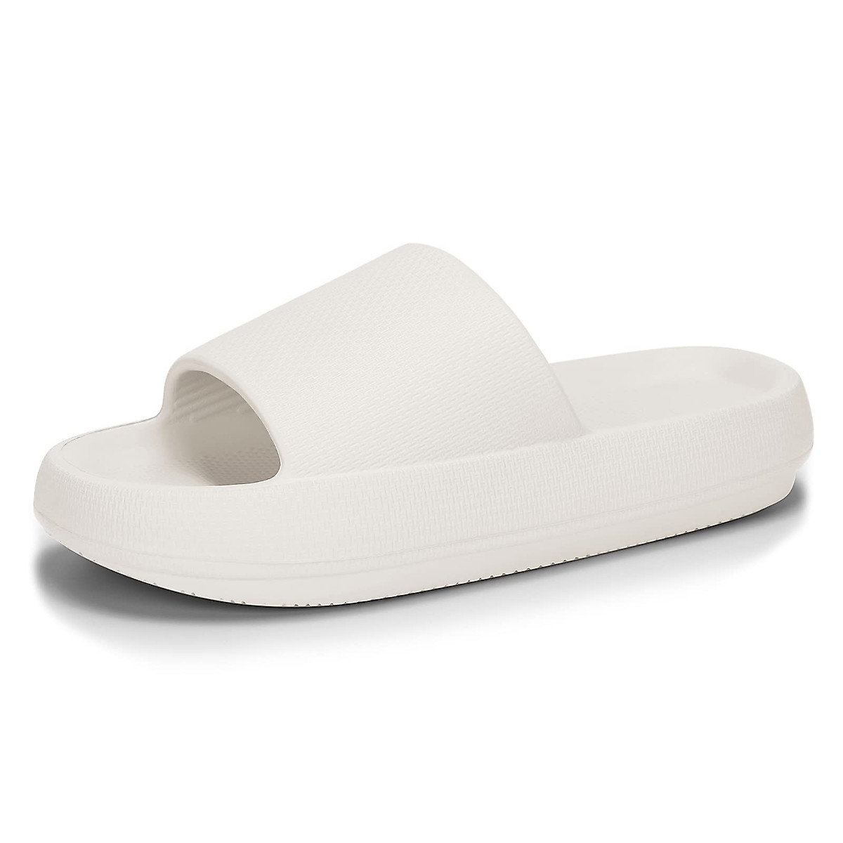 welltree Slides for Women Men Pillow Slippers Non-Slip Bathroom Shower Sandals Soft Thick Sole Indoor and Outdoor Slides,White,11.5-12.5 Women/10-11 Men