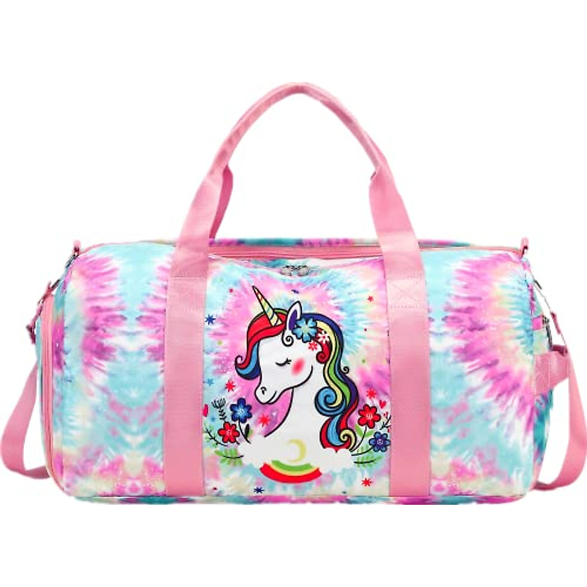 BLUBOON Duffle Bag Girls Kids Cute Gym Bag with Shoes Compartment & Wet Separation Waterproof Sports Overnight Travel Bag