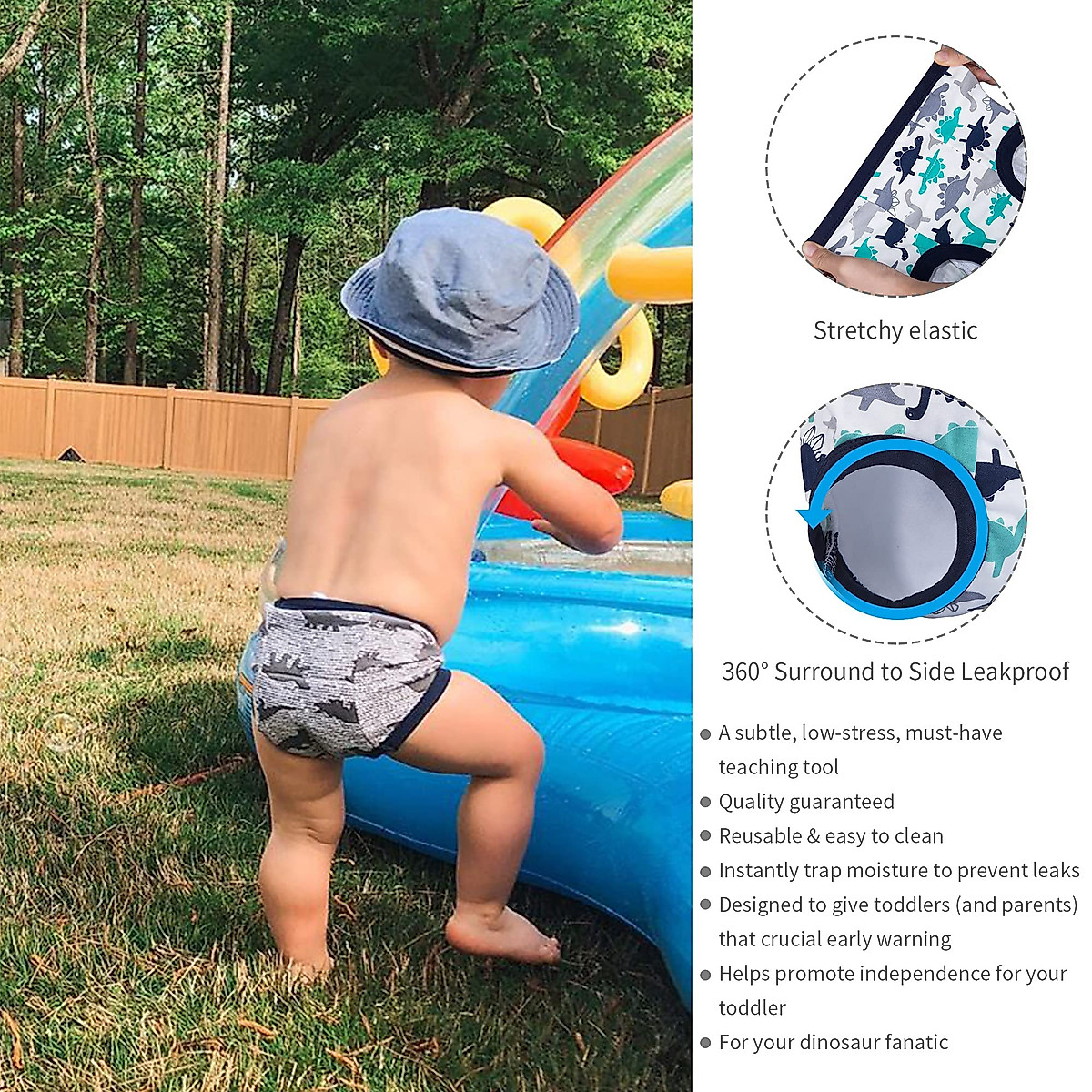 BIG ELEPHANT Potty Training Underwear, Soft Cotton Absorbent Training Pants for Baby Boys & Girls (3T, Dinosaurs World 6 Pack)