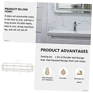 FONDOTIN 1 Set Wrought Iron Storage Rack Sink Drainer Basket Wire Bin Basket Under Desk Cable Organizer Wire Tray Cosmetic Tray Shampoo Holder Toiletry Storage Bracket Kitchen Wall Rack