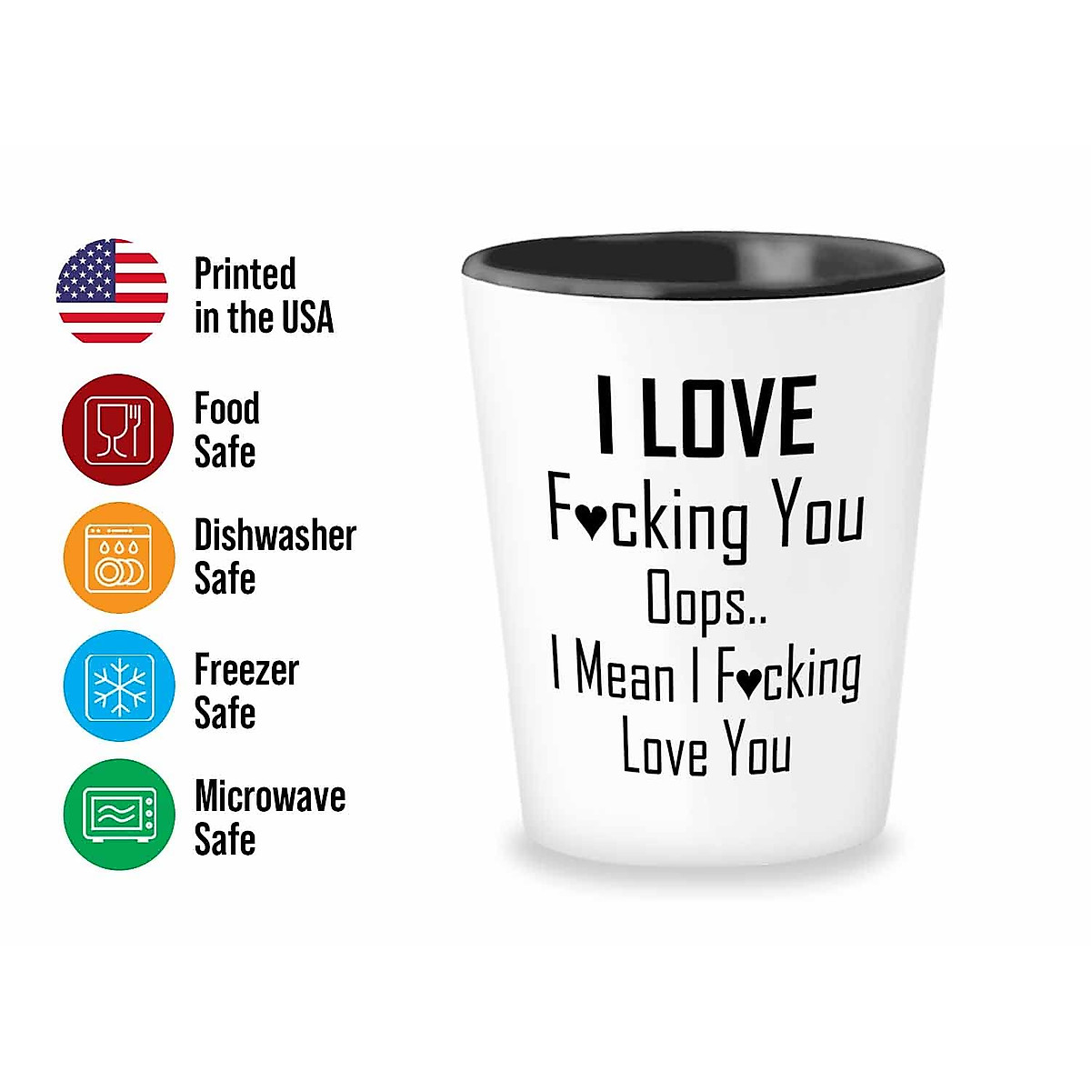 Bubble Hugs Family Shot Glass 1.5oz - I Fcking Love You - Husband Funny Dad Wife Spouse Fiance Fiancee Daughter Children Son