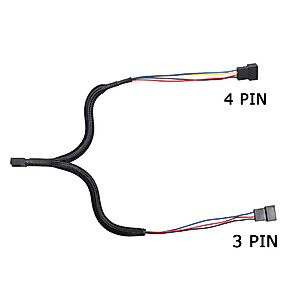 Winncon PWM Fan Splitter Cable 1 to 2 Converter, Black Case Fan Splitter Cable, Case Fan Power Duplicator Converter, Dual Case Fan Power Adapter, 10.6 inch (1 Pack)