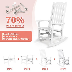 Mguio Outdoor Rocking Chairs Set of 2, Porch Rocker with High Back, Patio Rockers Set of 2, HDPE Weather Resistant Rocking Chairs for Patio, Garden, Backyard, 380lb